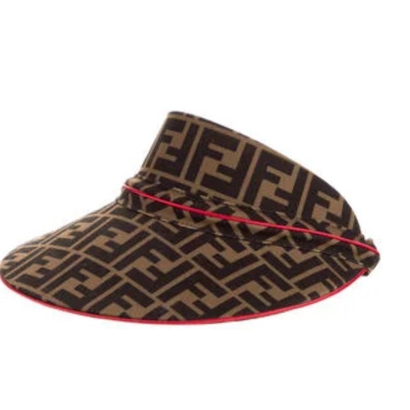 Fendi | Accessories | Fendi Rama Stretch Logo Visor Brown Hat | Poshmark